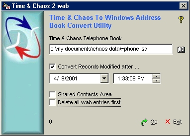 Chaos2WAB for Windows Address Book users with Time & Chaos